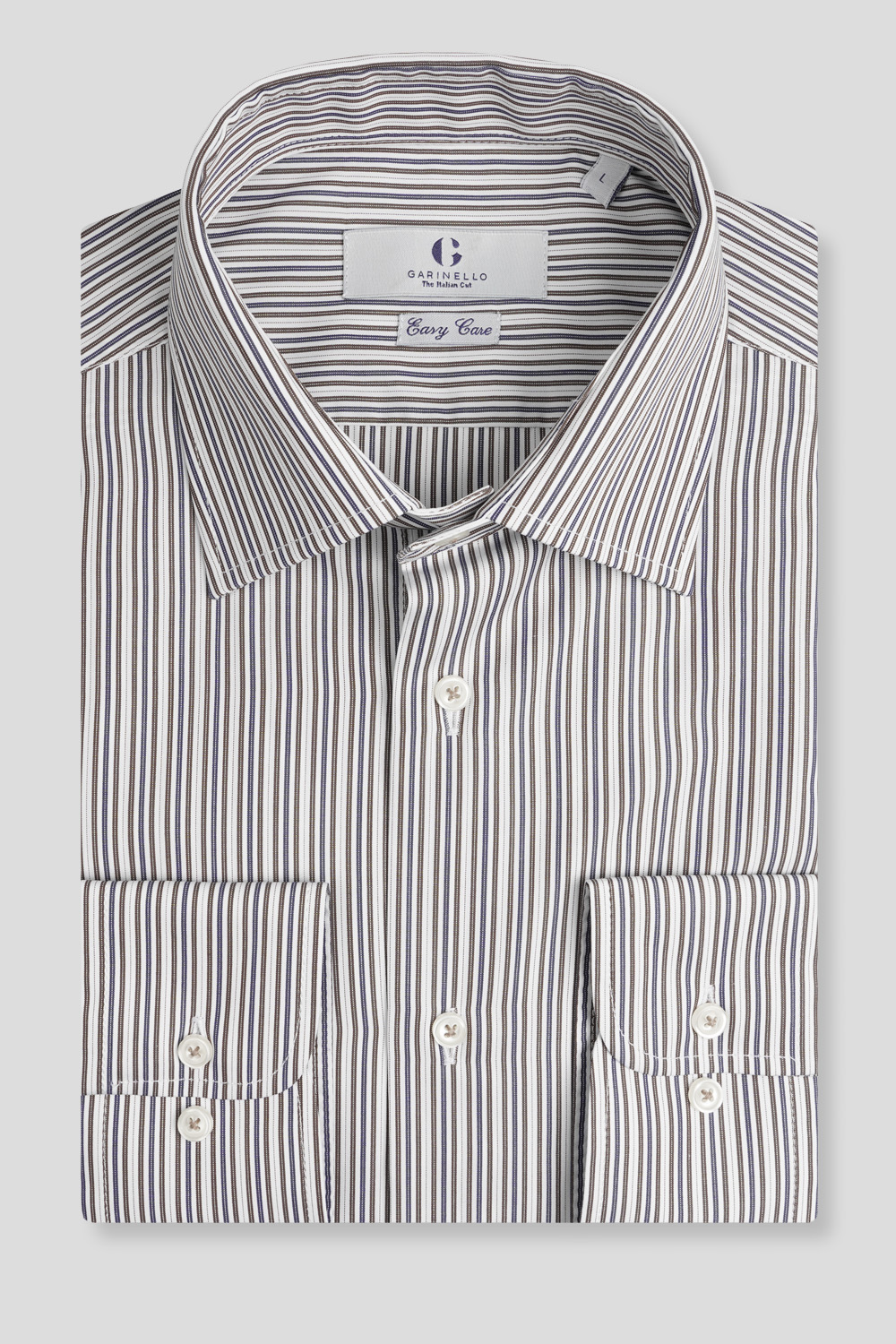 Sivo belo braon prugasta easy care košulja slim fit 761D - Garinello ...